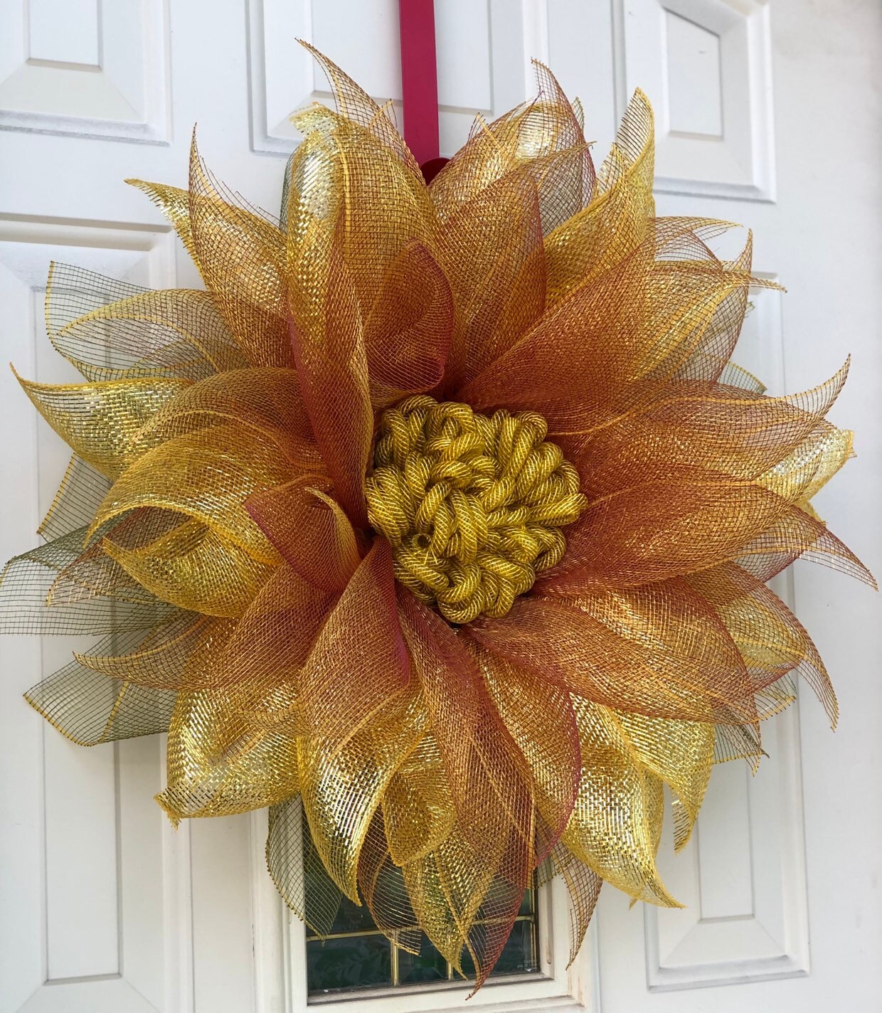 Beautiful rust color and gold flower wreath everyday wreath | Etsy