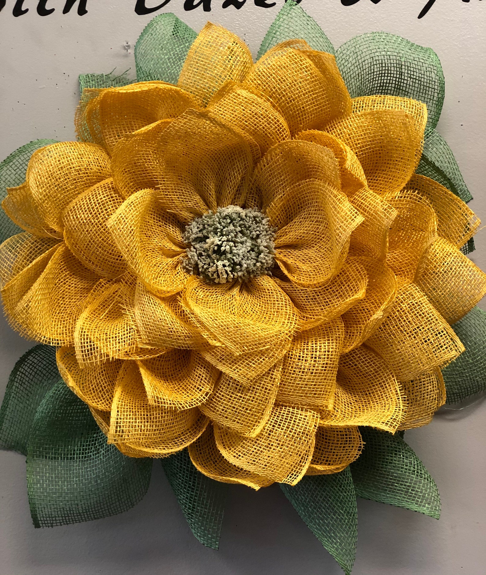 Large Yellow Poly Burlap Flower With White Center Spring - Etsy