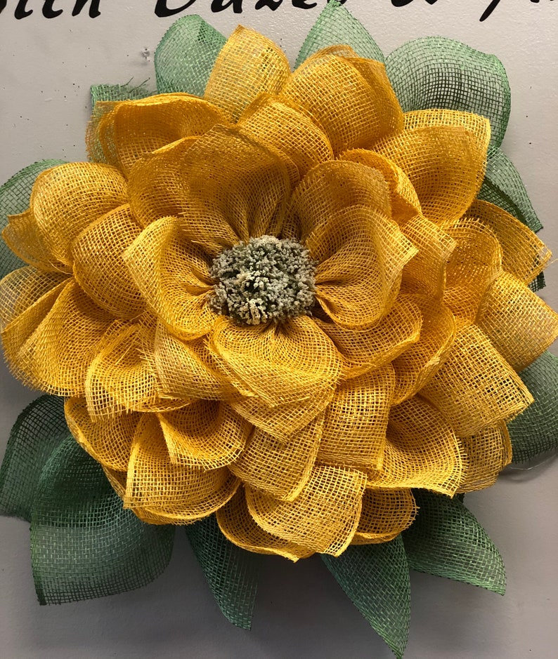Large Yellow Poly Burlap Flower With White Center Spring - Etsy