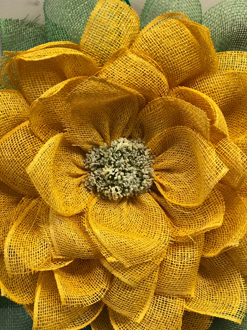 Large Yellow Poly Burlap Flower With White Center Spring - Etsy