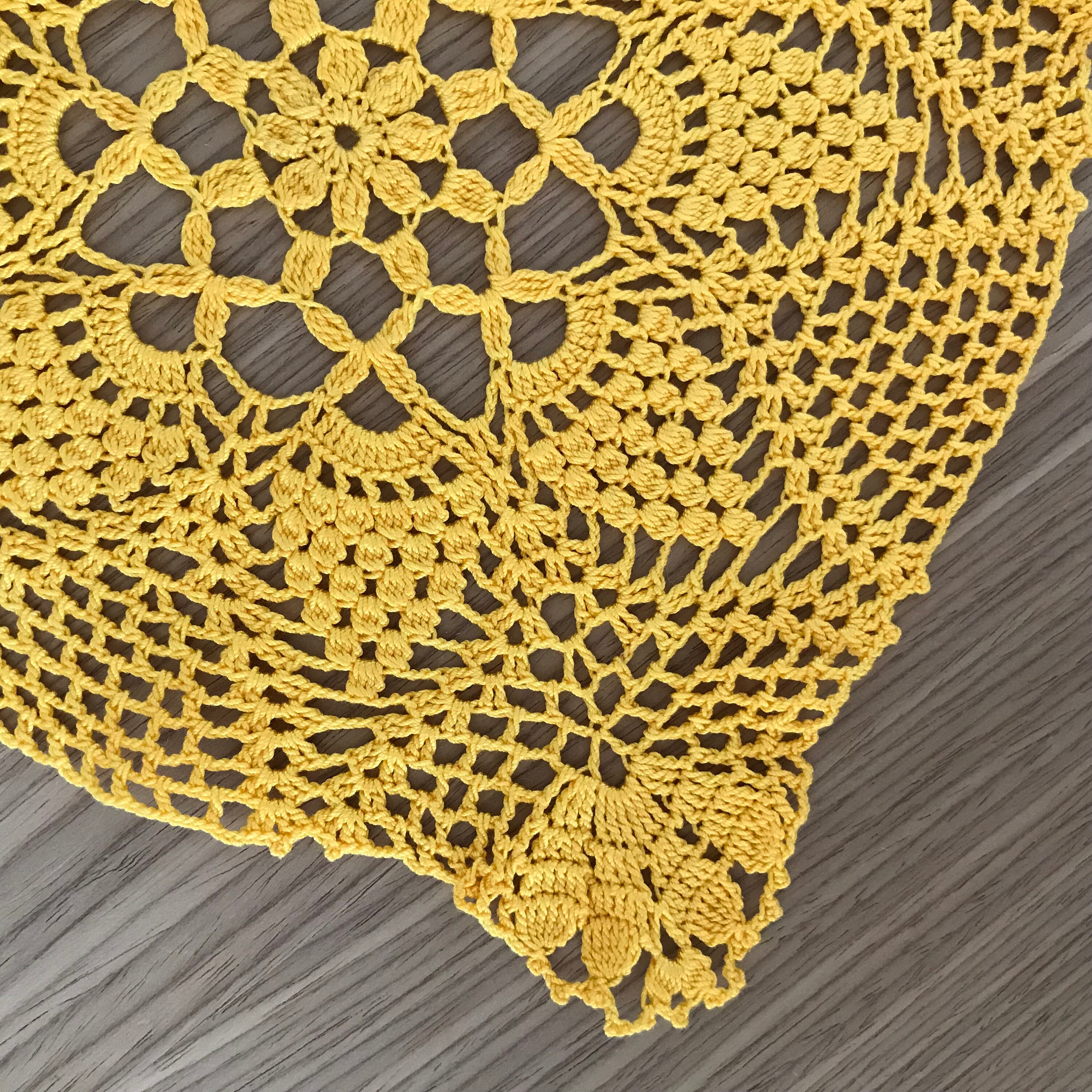 Crochet Doily Cotton Doily Hand Made Doily Square Doily Yellow Doily ...