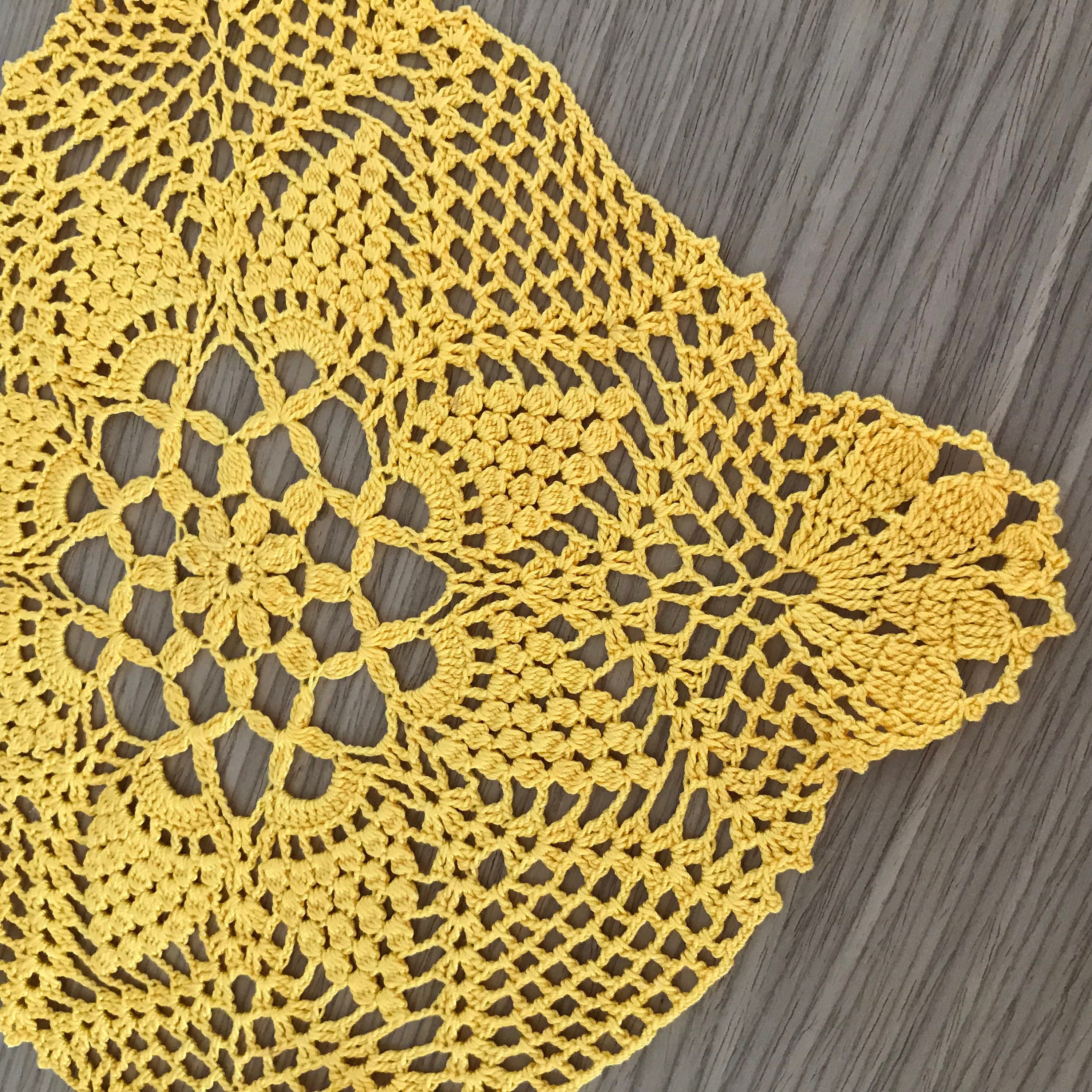Crochet Doily Cotton Doily Hand Made Doily Square Doily Yellow Doily ...