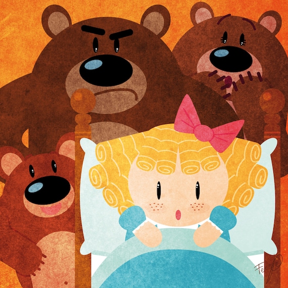 Lámina Cuentos Ricitos de Oro y los Tres Osos ilustración | Etsy