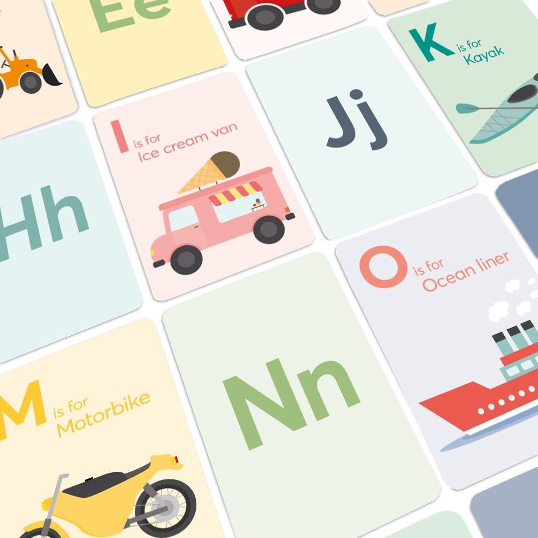 A-Z Alphabet Transport Flash Cards - Etsy