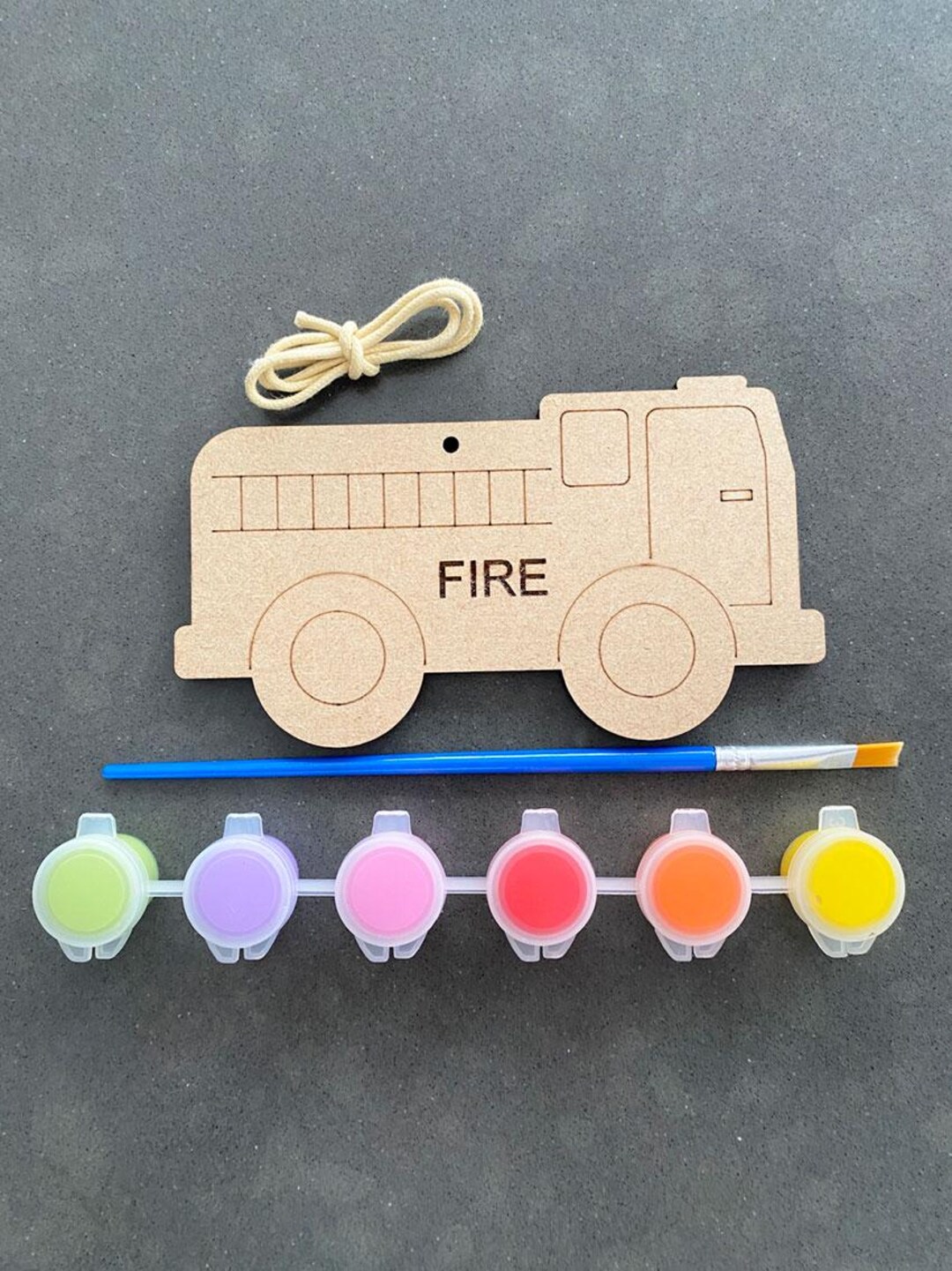 Fire Engine Wooden Craft Decoration Kit - Etsy