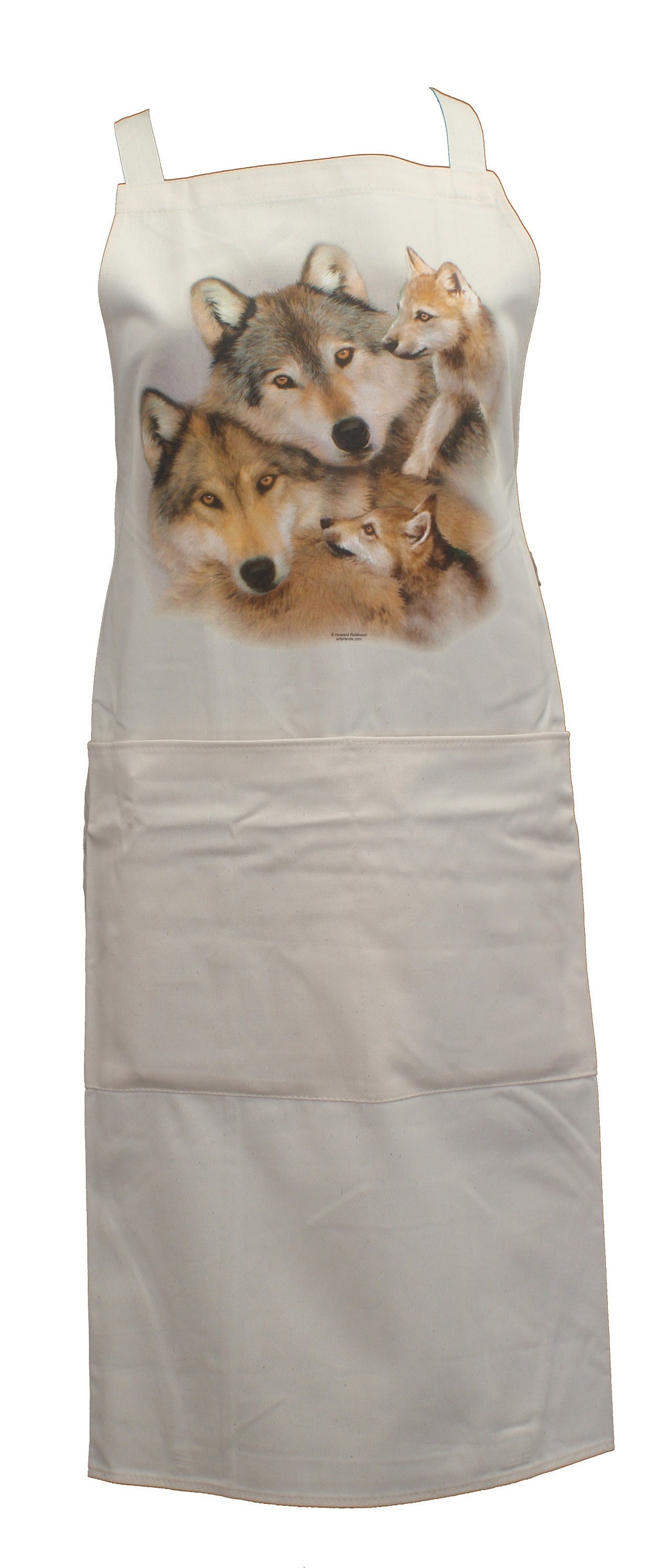 Wolf Family Natural Cotton Apron Double Pockets UK Made Baker Cook - Etsy