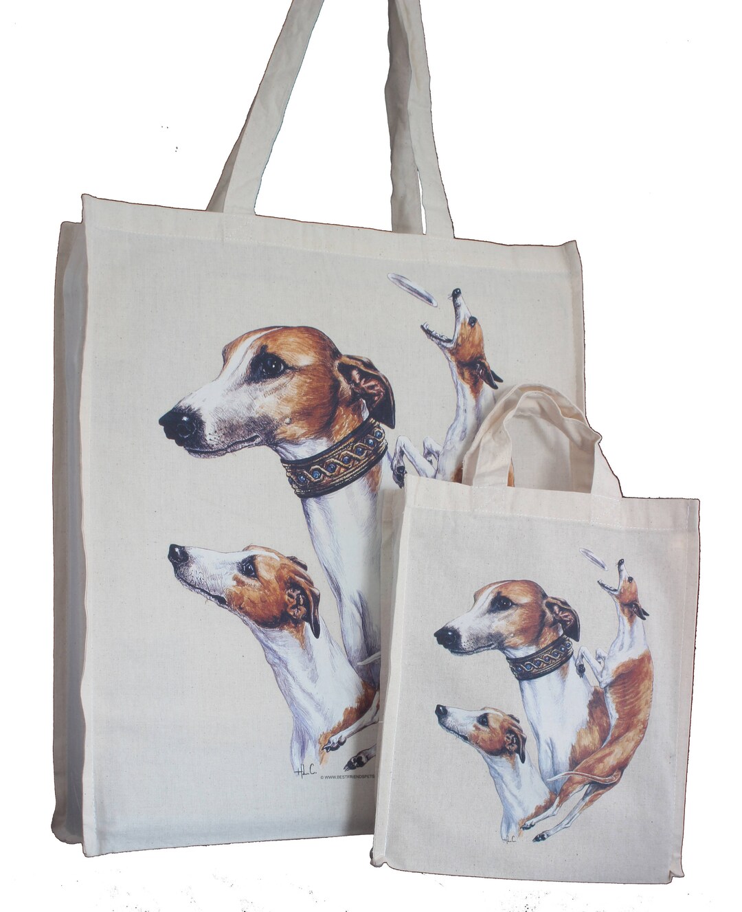Whippet Breed of Dog Adult and Child Matching Cotton Shopping Bag Tote ...
