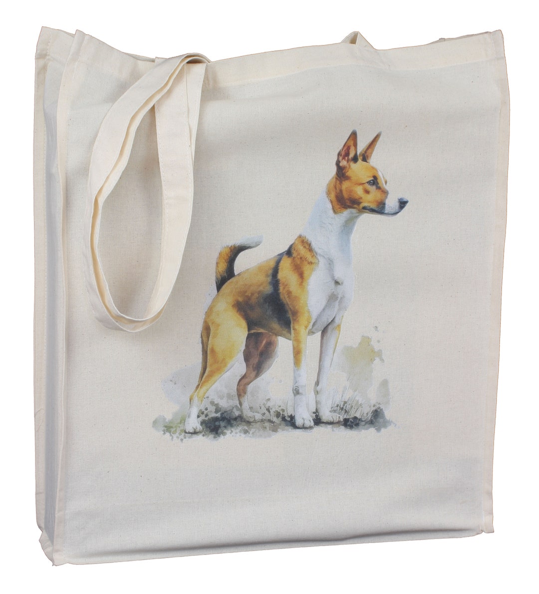 Basenji Breed of Dog Design Cotton Shopping Tote Bag With Gusset and ...