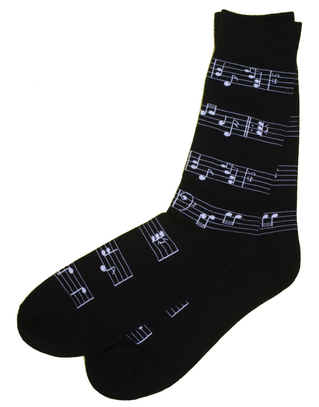 Quality Socks Music Notes Notation Sheet Themed Mid Calf Socks Design ...