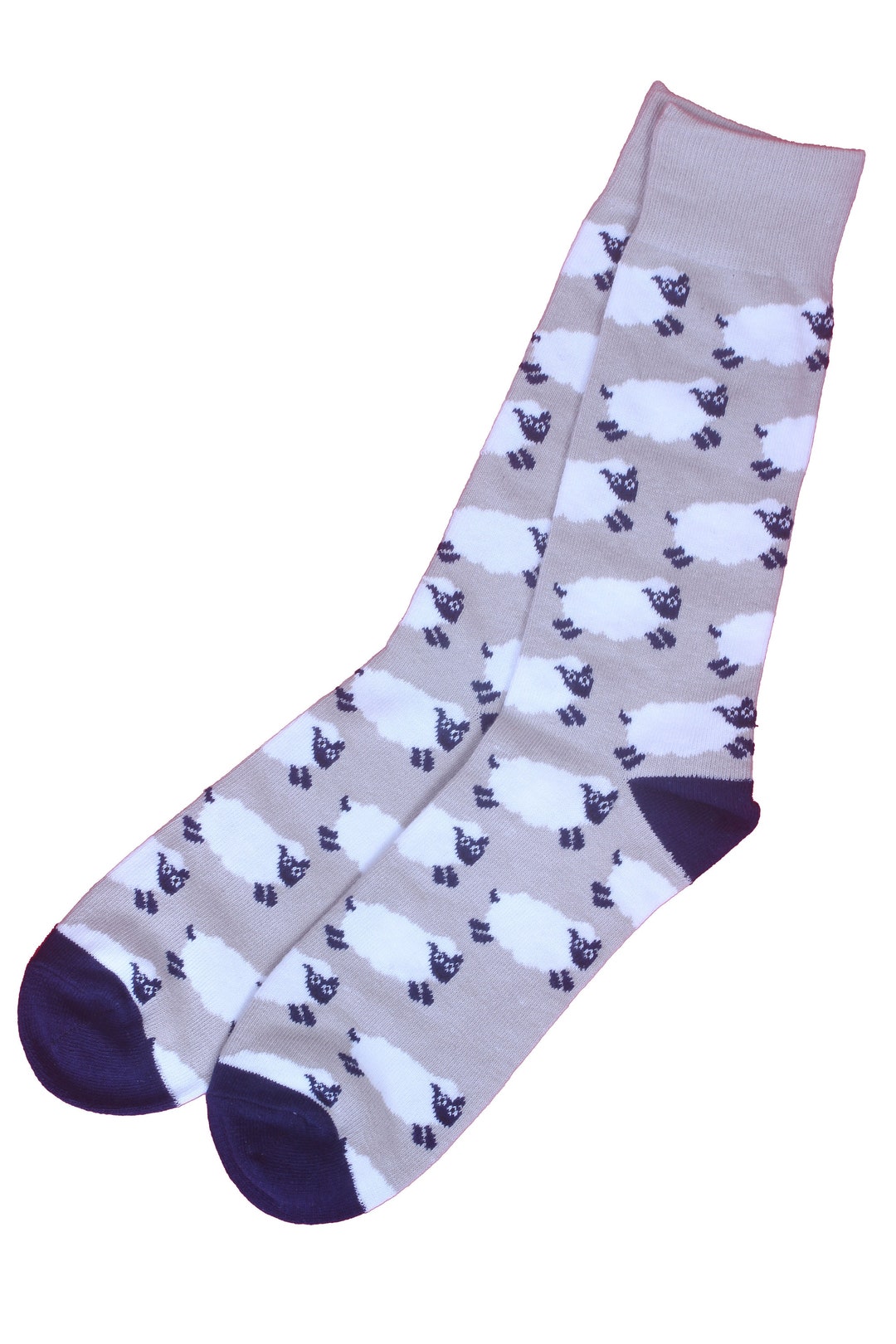 Sheep Flock on Beige Themed Mid Calf Socks Design Unisex - Etsy