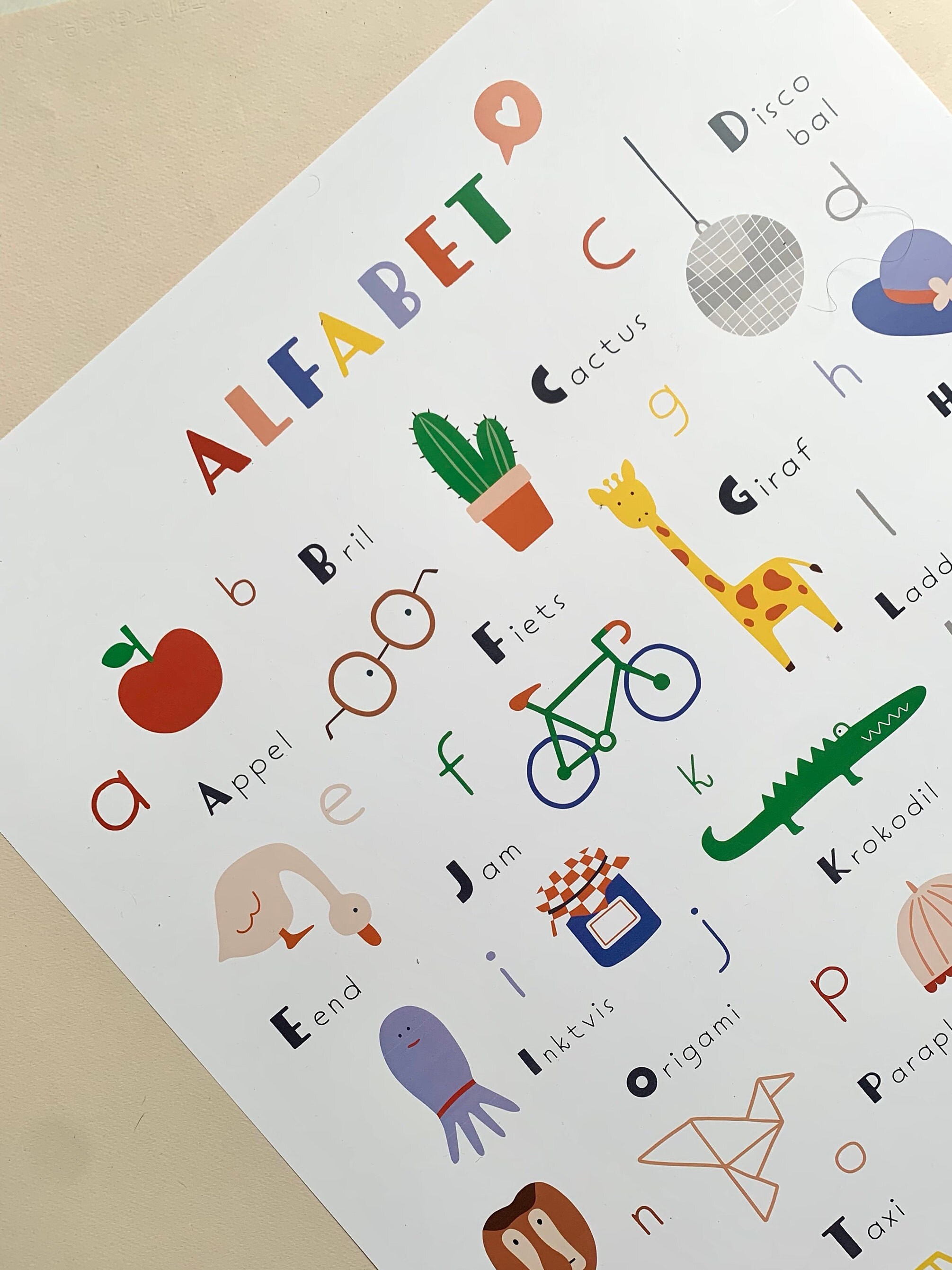 Alphabet poster Dutch | ABC print Nederlands | Colorful Nursery art ...