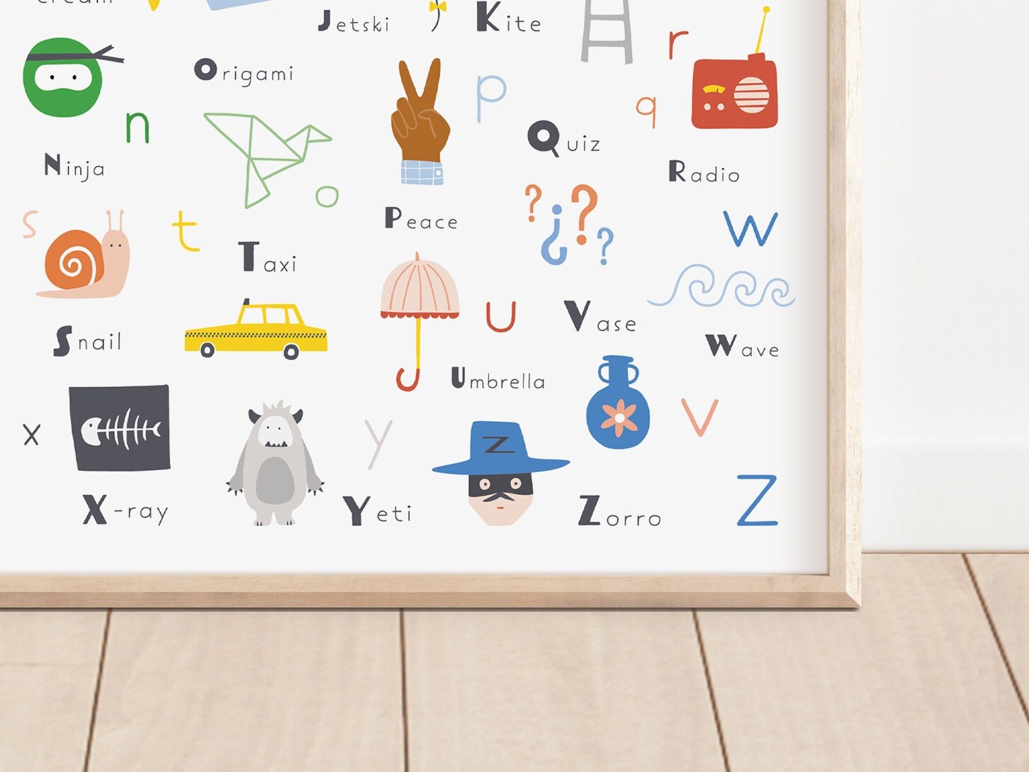 Alphabet Poster English ABC Print Colorful Nursery Alphabet Art Print ...