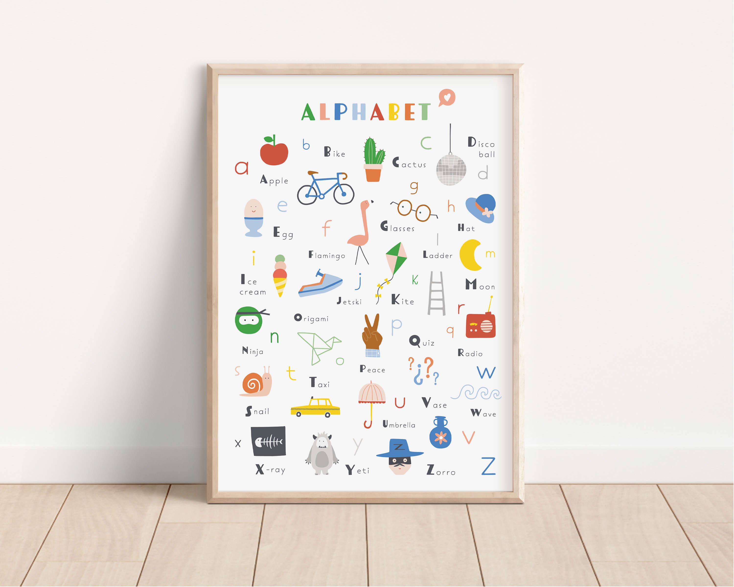 Alphabet Poster English ABC Print Colorful Nursery Alphabet Art Print ...