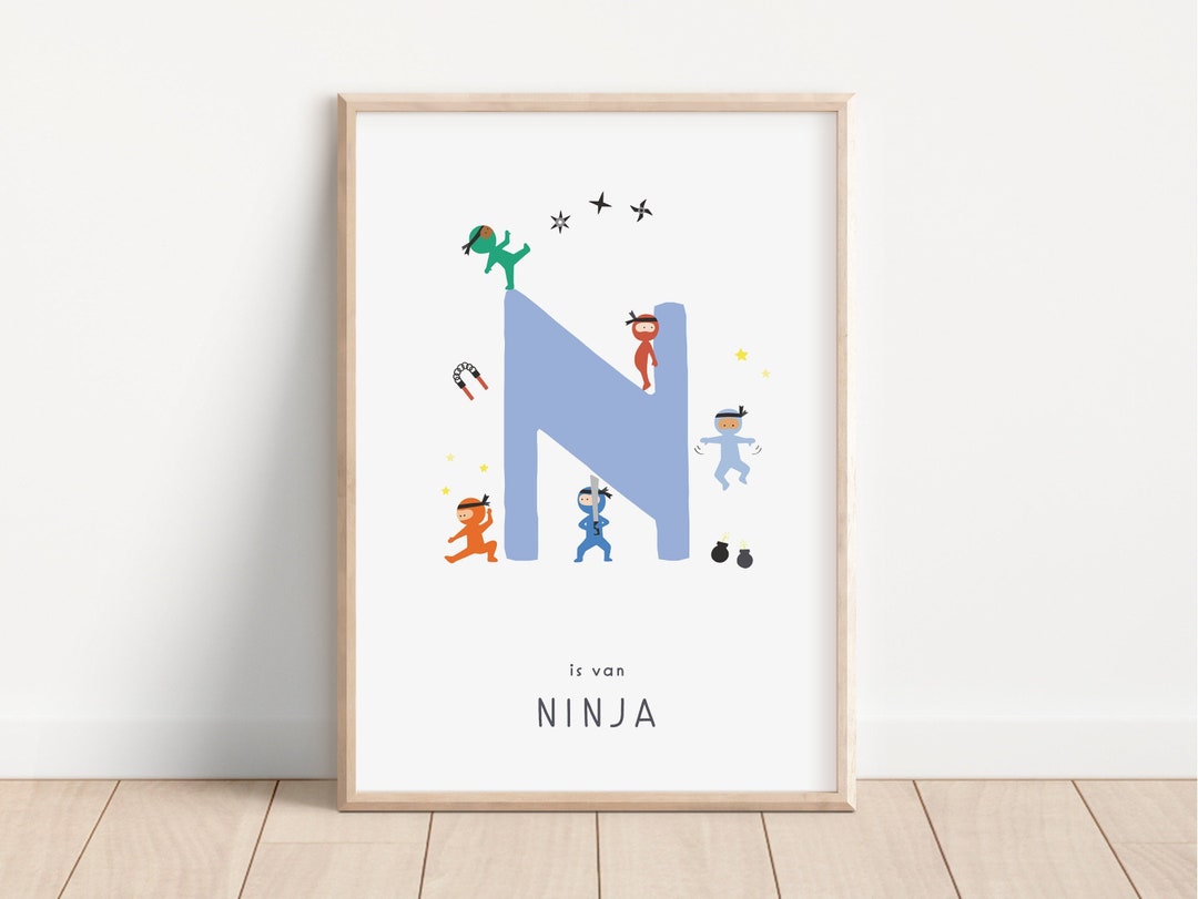 Letter N | N is for Ninja Poster | Cool Ninja Print | Cheeky Kids Room ...