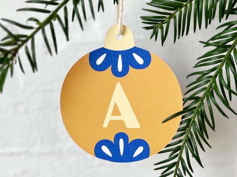Alphabet Christmas Baubles | Colorful Paper Ornament | Winter Floral ...