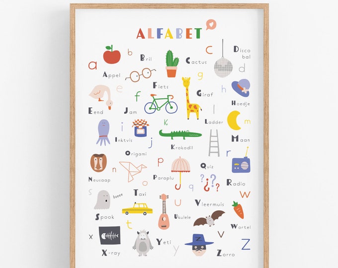 Dutch Alphabet Poster, Nederlands Alfabet, Playroom Wall Art, Toddler ...
