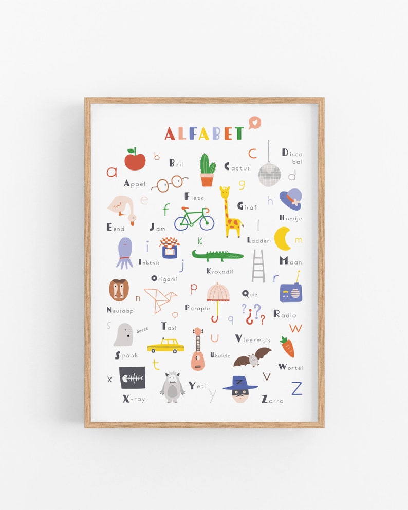 Alphabet poster Dutch | ABC print Nederlands | Colorful Nursery art ...