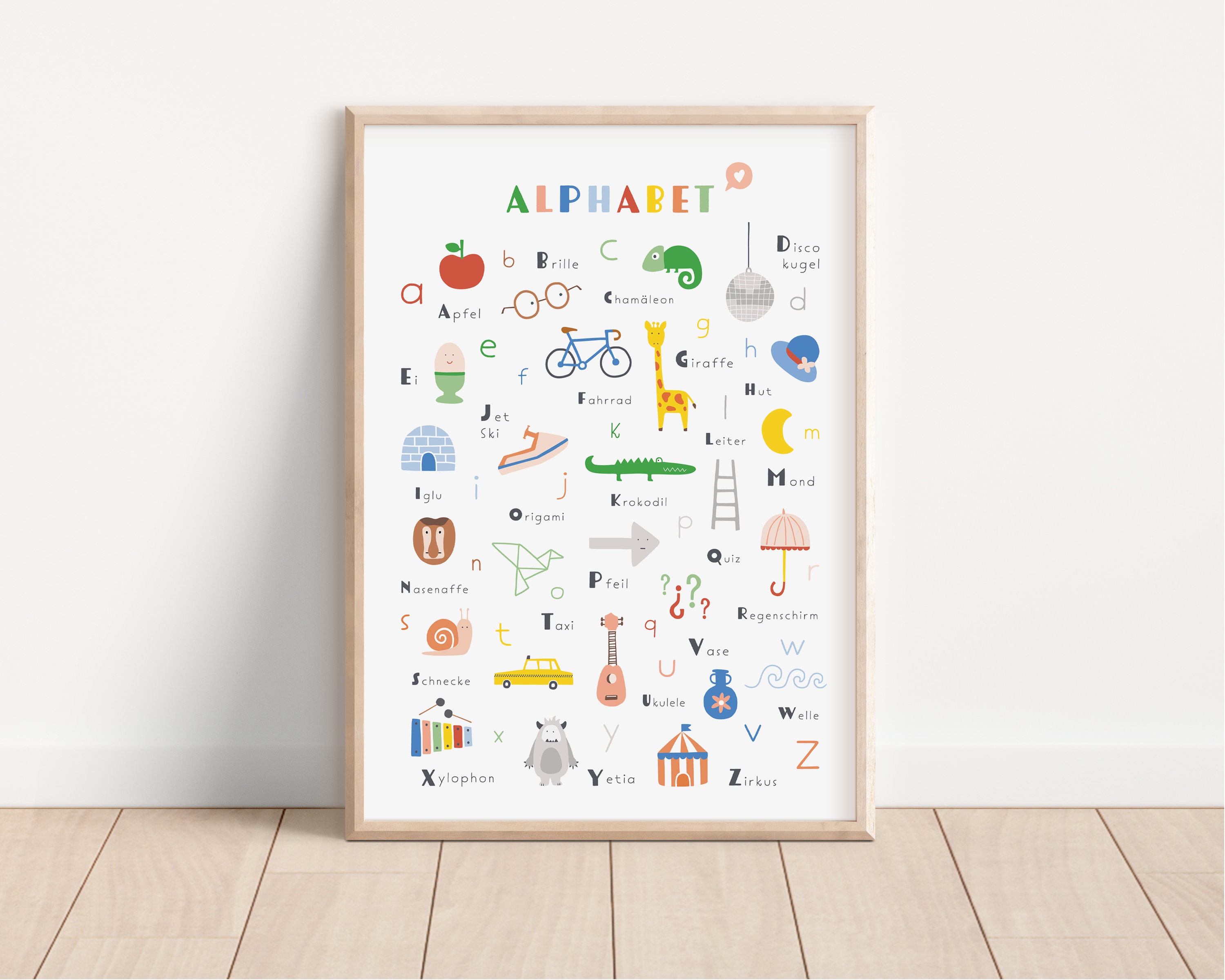 Alphabet Poster German ABC Print Deutsch Colorful Nursery - Etsy