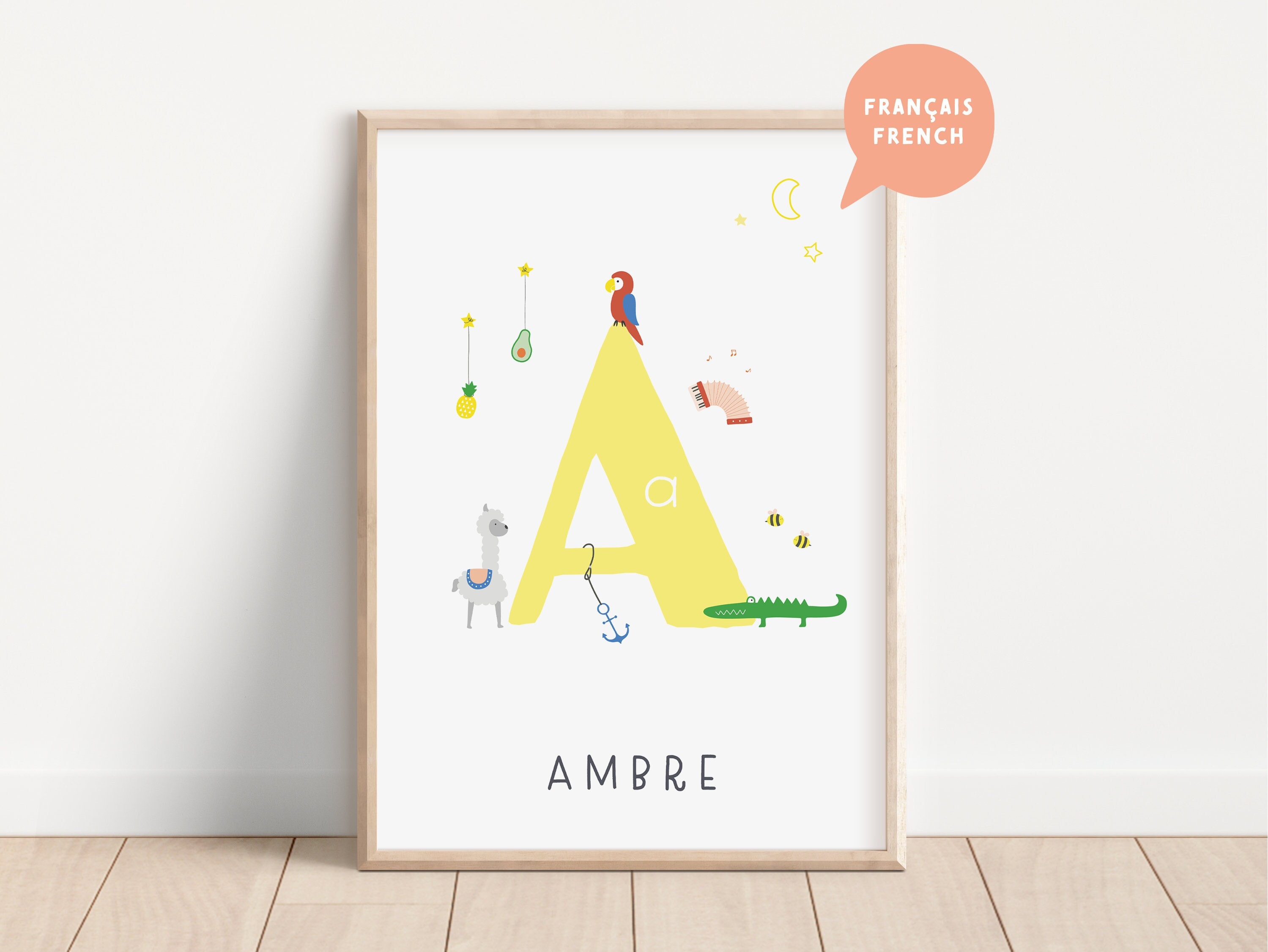 Letter A Alphabet Name Poster Personalized First Name Print Cheeky ...