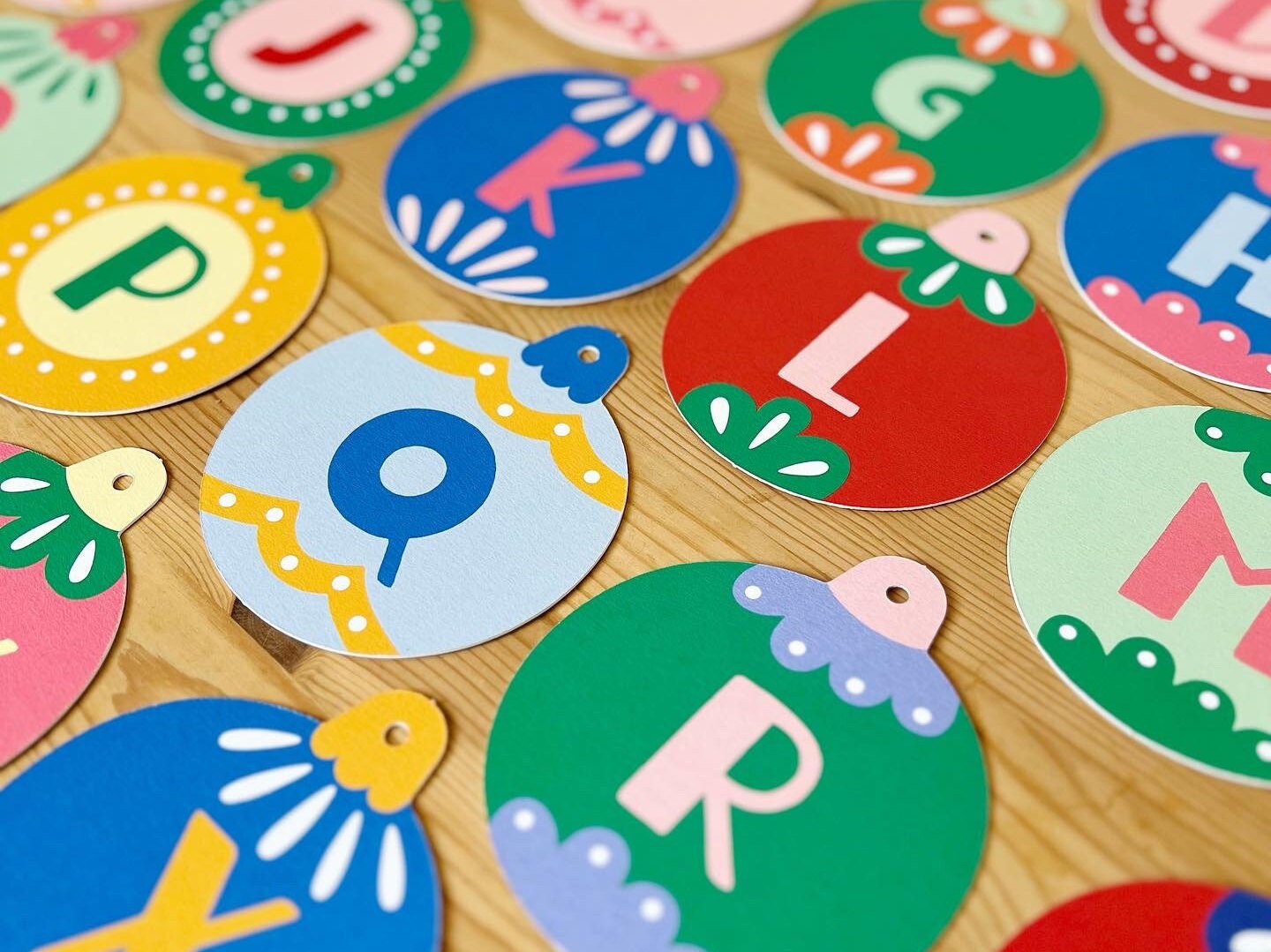 Alphabet Christmas Baubles | Colorful Paper Ornament | Winter Floral ...