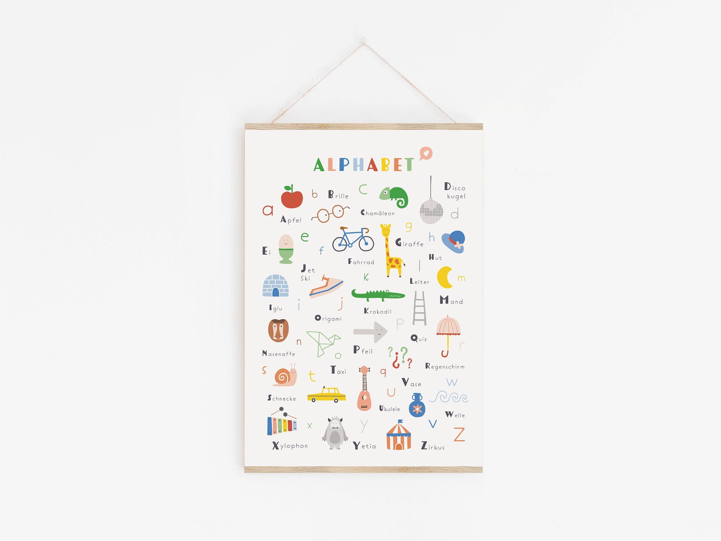 Alphabet Poster German ABC Print Deutsch Colorful Nursery - Etsy