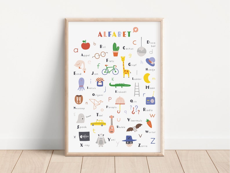 Alphabet poster Dutch | ABC print Nederlands | Colorful Nursery art ...