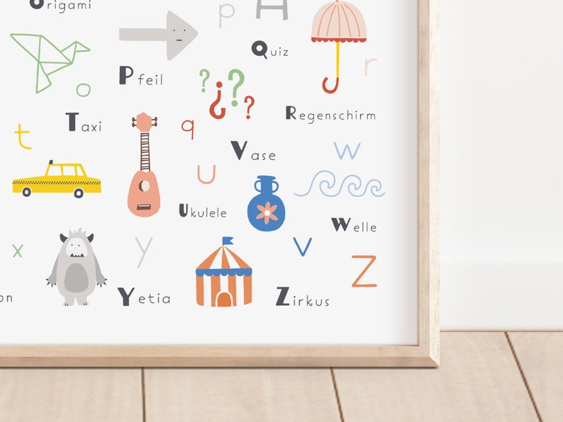 Alphabet Poster German ABC Print Deutsch Colorful Nursery - Etsy