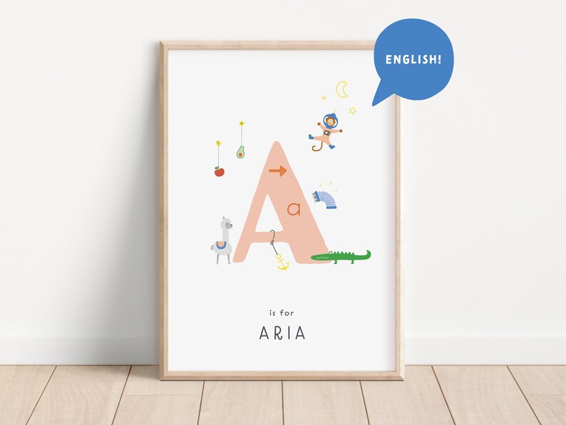 Letter A Alphabet Name Poster Personalized First Name Print Cheeky ...