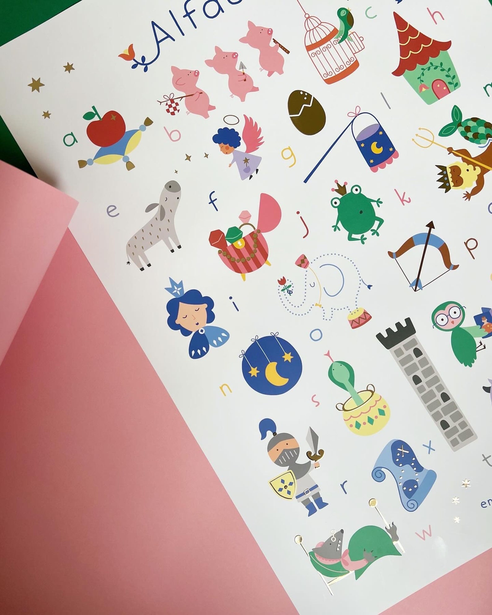 Fairytale Alphabet Print | Dutch ABC Fairy Tales Poster | Goldfoil Kids ...