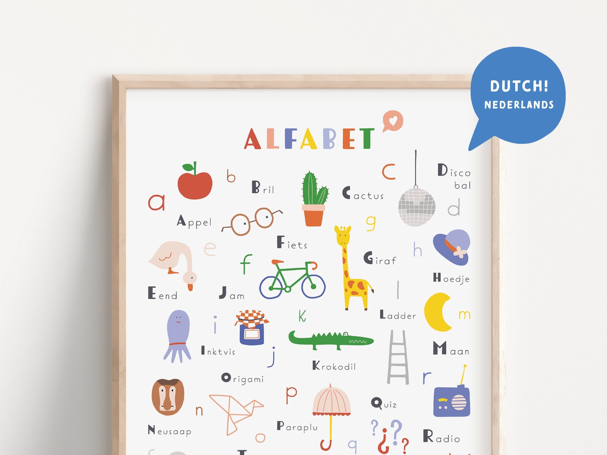 Alphabet poster Dutch | ABC print Nederlands | Colorful Nursery art ...