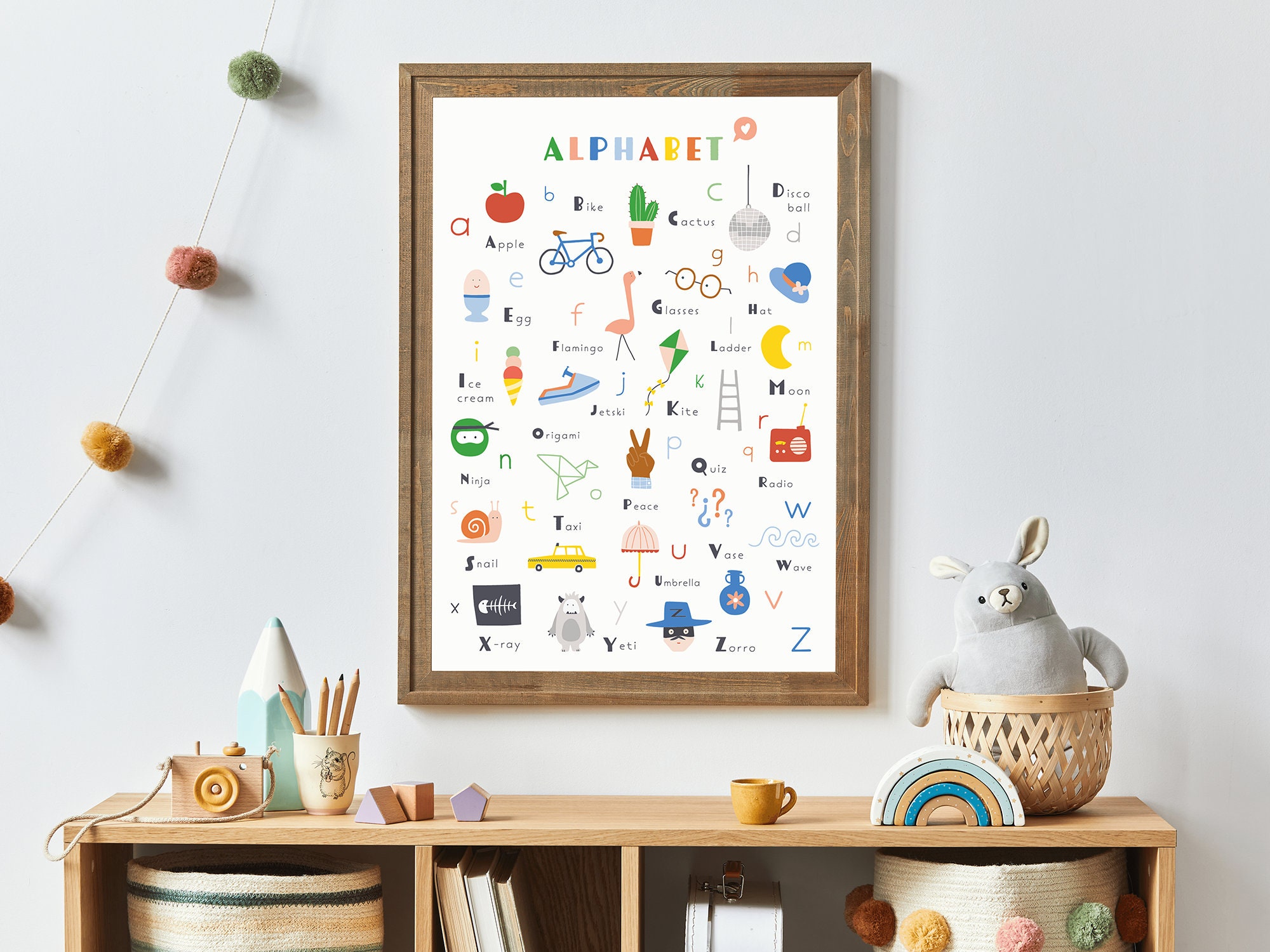 Alphabet Poster English ABC Print Colorful Nursery Alphabet Art Print ...