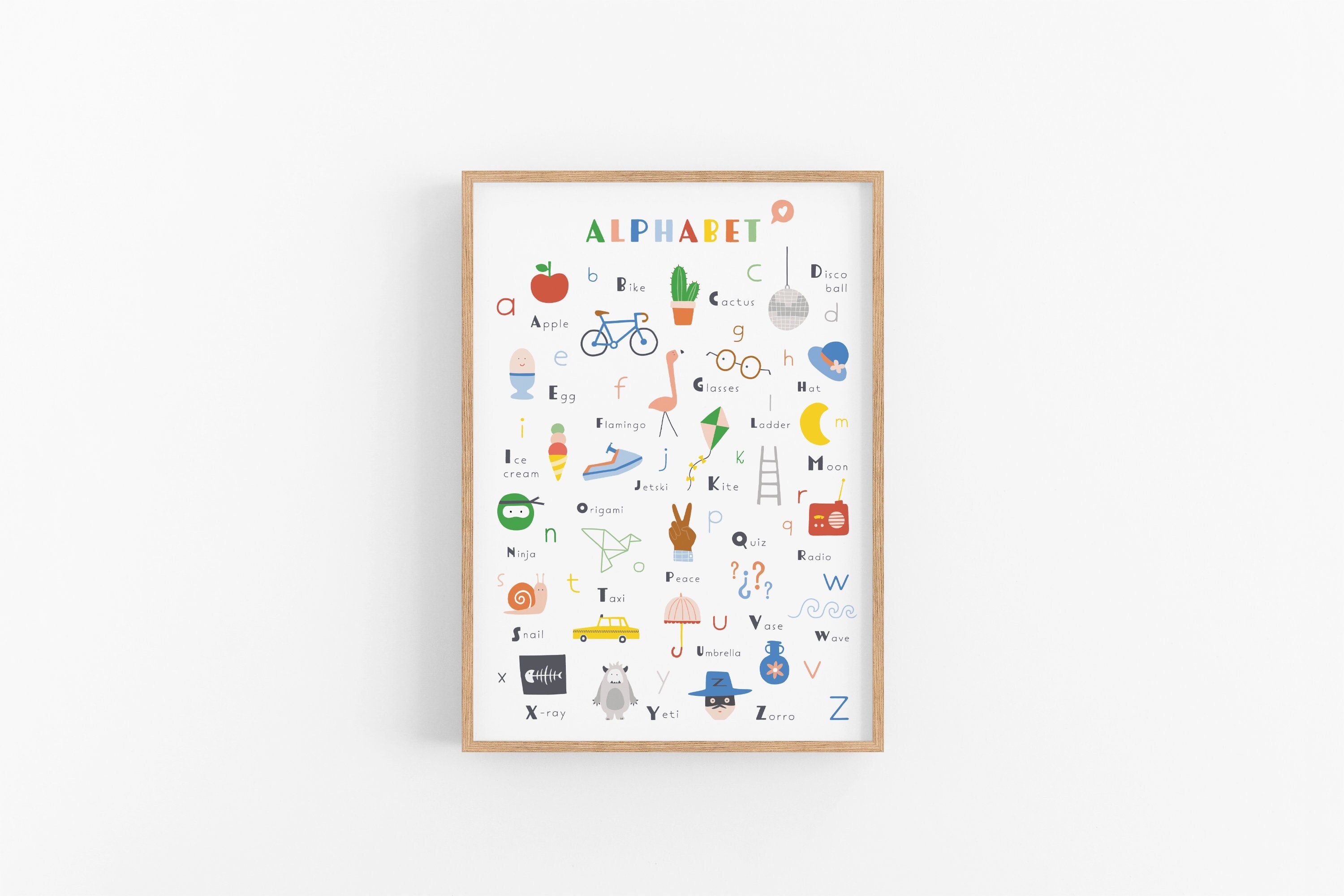 Alphabet Poster English ABC Print Colorful Nursery Alphabet Art Print ...