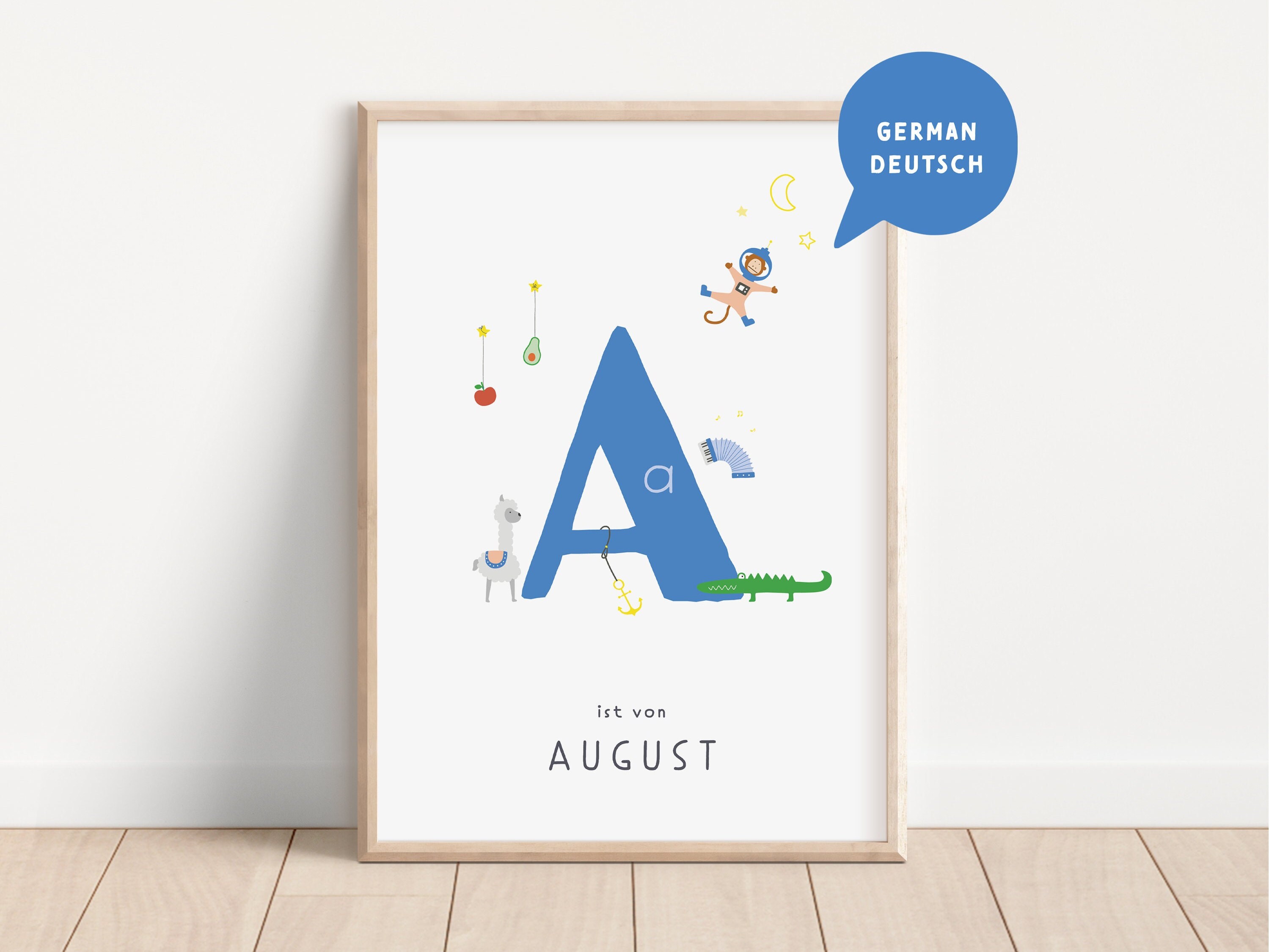 Letter A Alphabet Name Poster Personalized First Name Print Cheeky ...