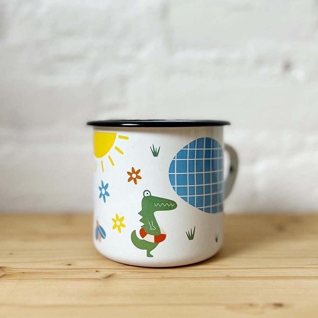 Enamel Mug Swimming Pool Theme | Camping Cup Summer | Sustainable ...