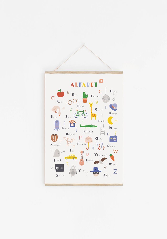 Alphabet poster Dutch | ABC print Nederlands | Colorful Nursery art ...