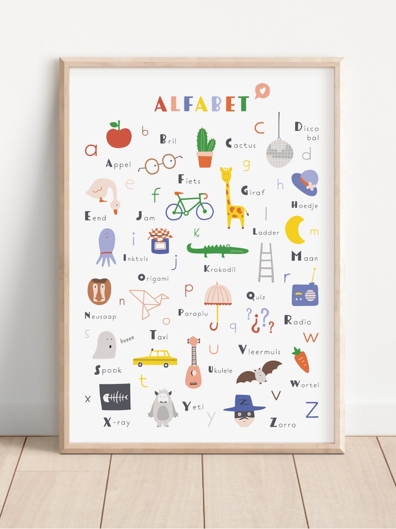 D I G I T A L | Alphabet Poster Dutch | ABC Print Dutch | Colorful ...