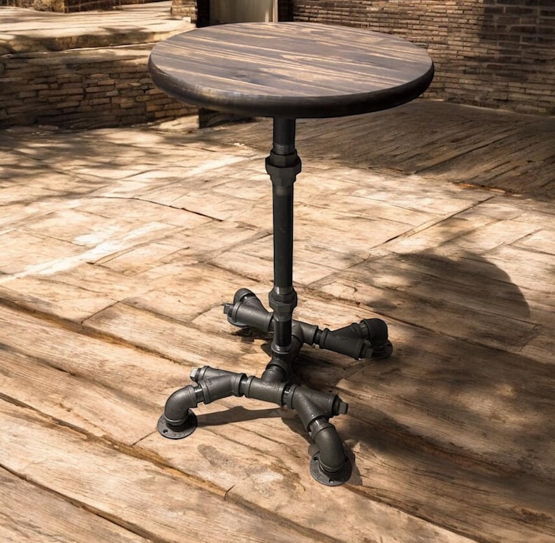 36" Tall Round Bar Table, Sturdy 1" Pipe Industrial Pub Table, Dark ...