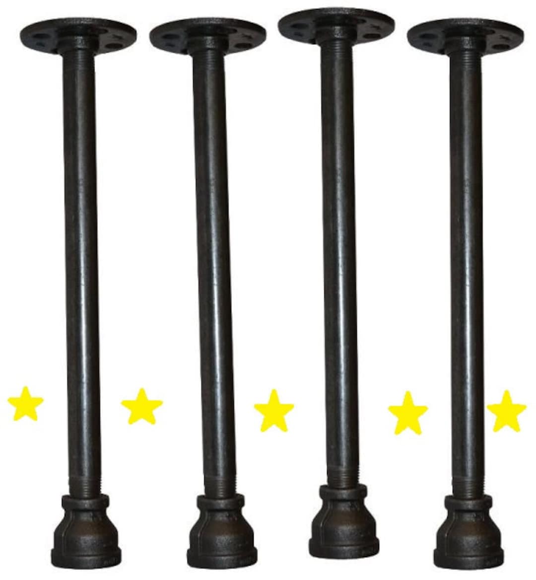 Industrial Black Iron Pipe Table Legs , INCLUDES 4 Complete Table Legs ...