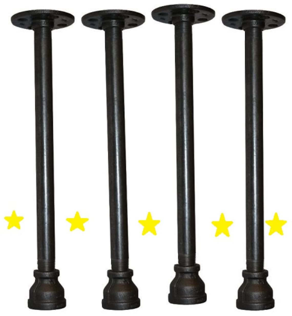 Industrial Black Iron Pipe Table Legs , INCLUDES 4 Complete Table Legs ...