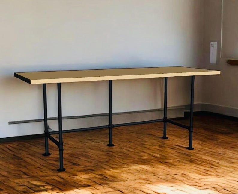 Iron Industrial Pipe Desk Base "diy" Parts Kit- 1” Pipe X 56" Long X 20 ...