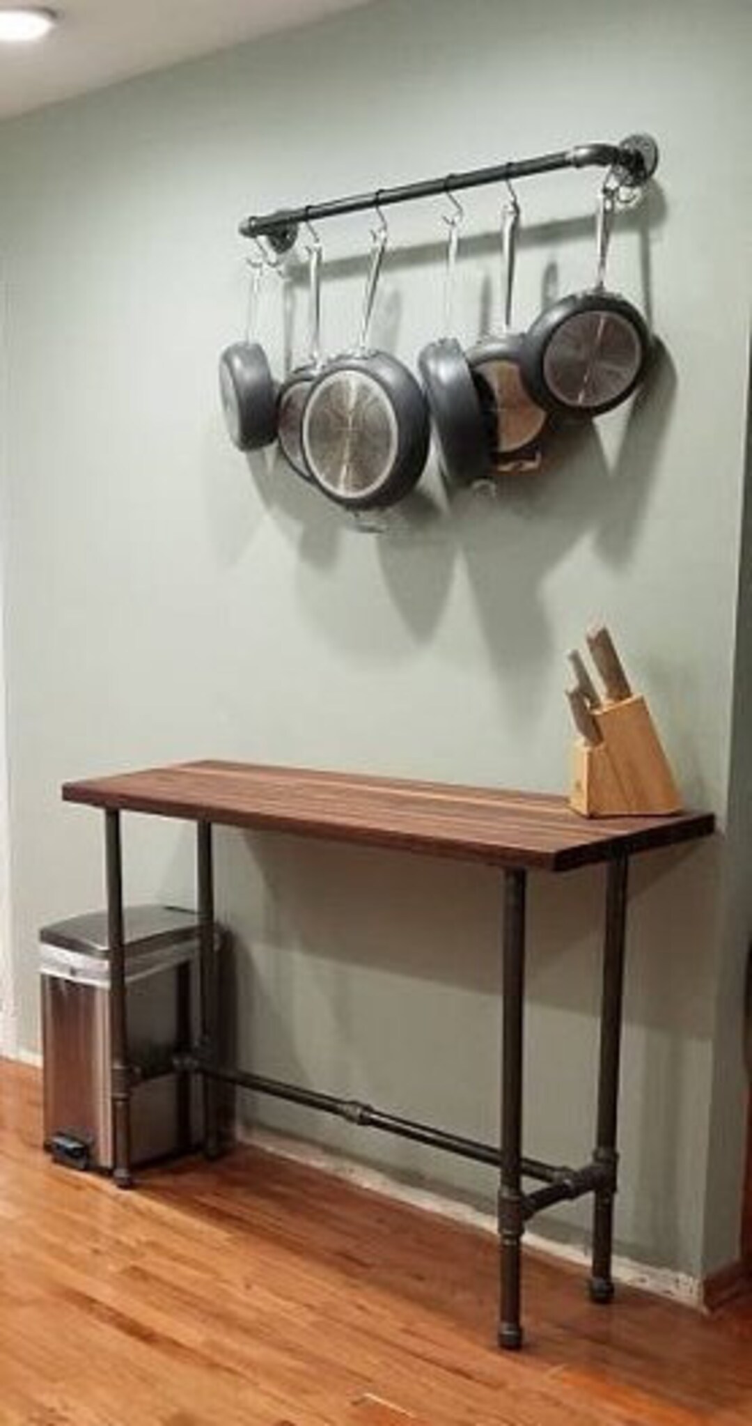 Industrial Pipe Kitchen Pan Rack, Wall Mount diy Kit, 10 5 Hooks ...
