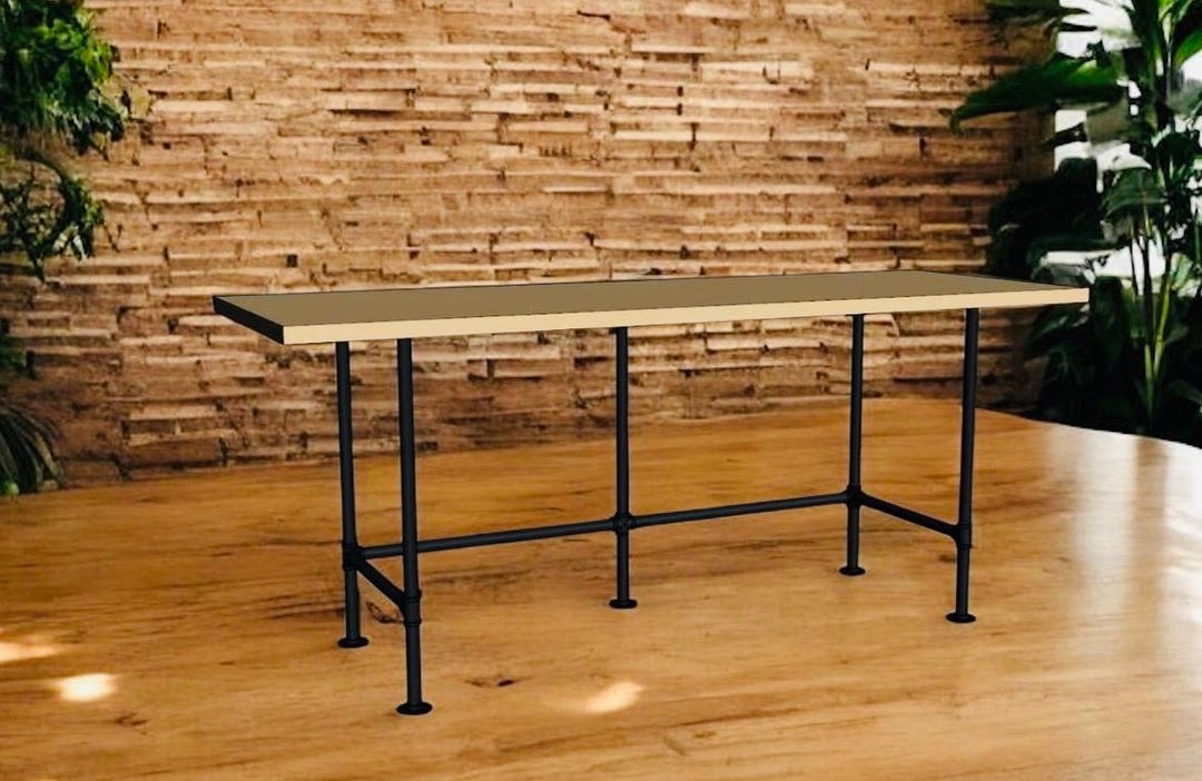Iron Industrial Pipe Desk Base "diy" Parts Kit- 1” Pipe X 56" Long X 20 ...