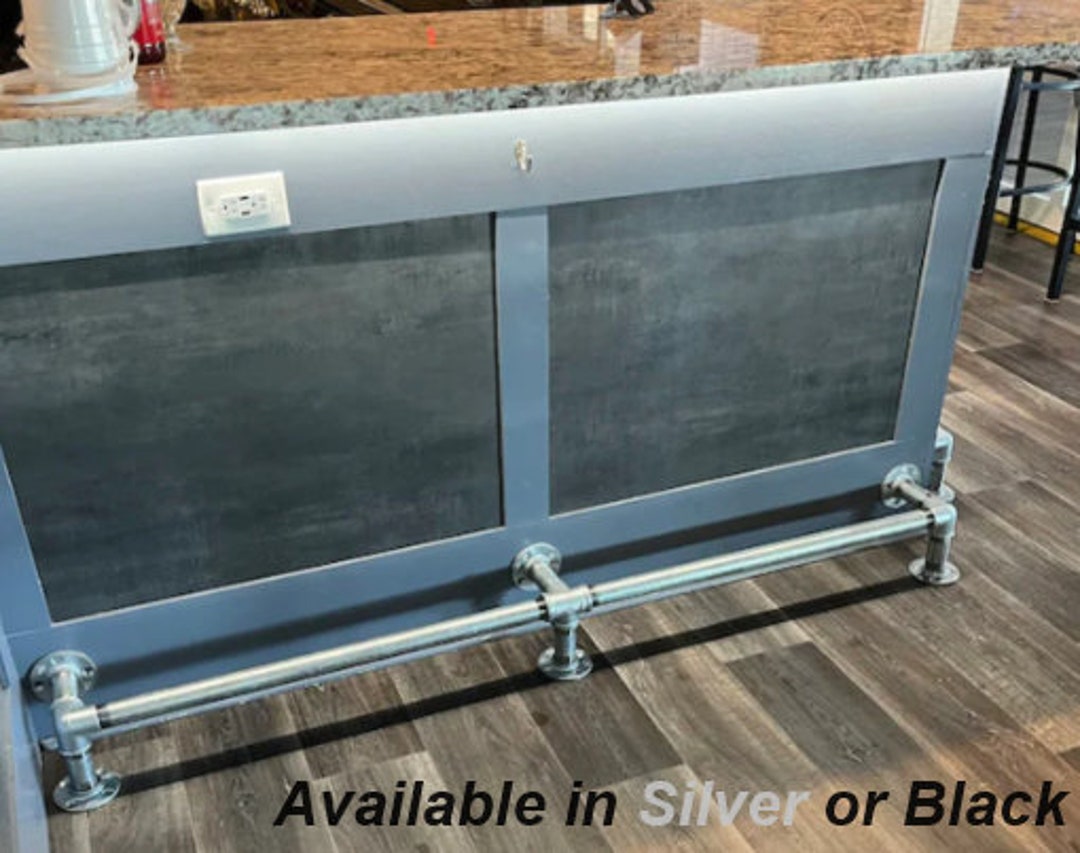Industrial Pipe Bar Foot Rail - Silver or Black, 1-1/4” Pipe X 6" Tall ...