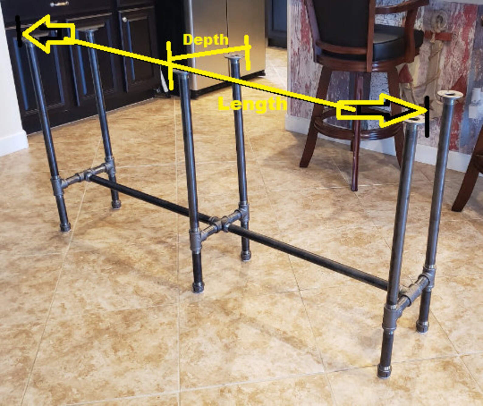 Industrial Pipe Table Base Kit, 3/4" X 66" Long (select Height and ...