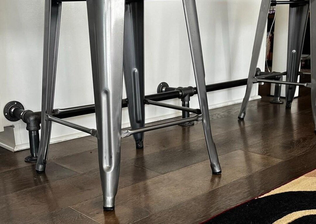 Industrial Pipe Bar Foot Rail Kit - 1” Pipe X 6" Tall X 6" Deep, Heavy ...