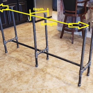 Iron Pipe Table Base Kit, 3/4" Pipe X 78" Long (select Height and Depth ...