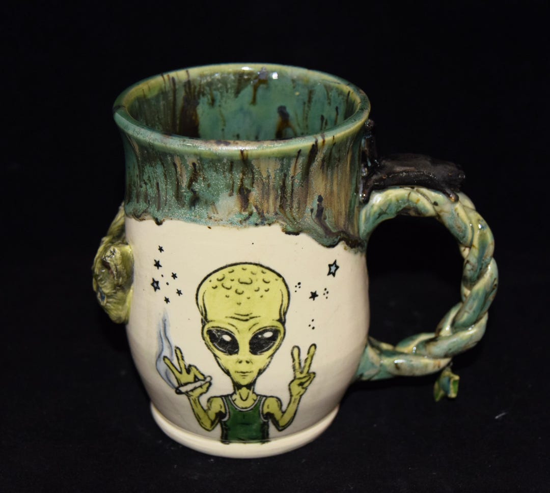 Purr-fect Alien Mug, 420 Aliens & Kitty Handmade Unique Mug - Etsy