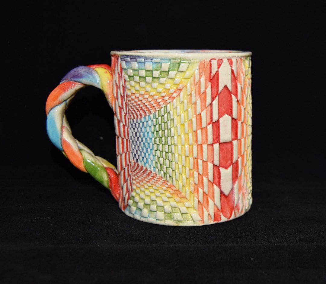 Rainbow Illusion Mug - Handmade Unique Mug - Etsy