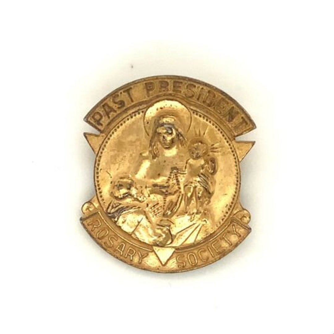 Vintage Signed Sterling Gold Plated Past President Rosary Society ...