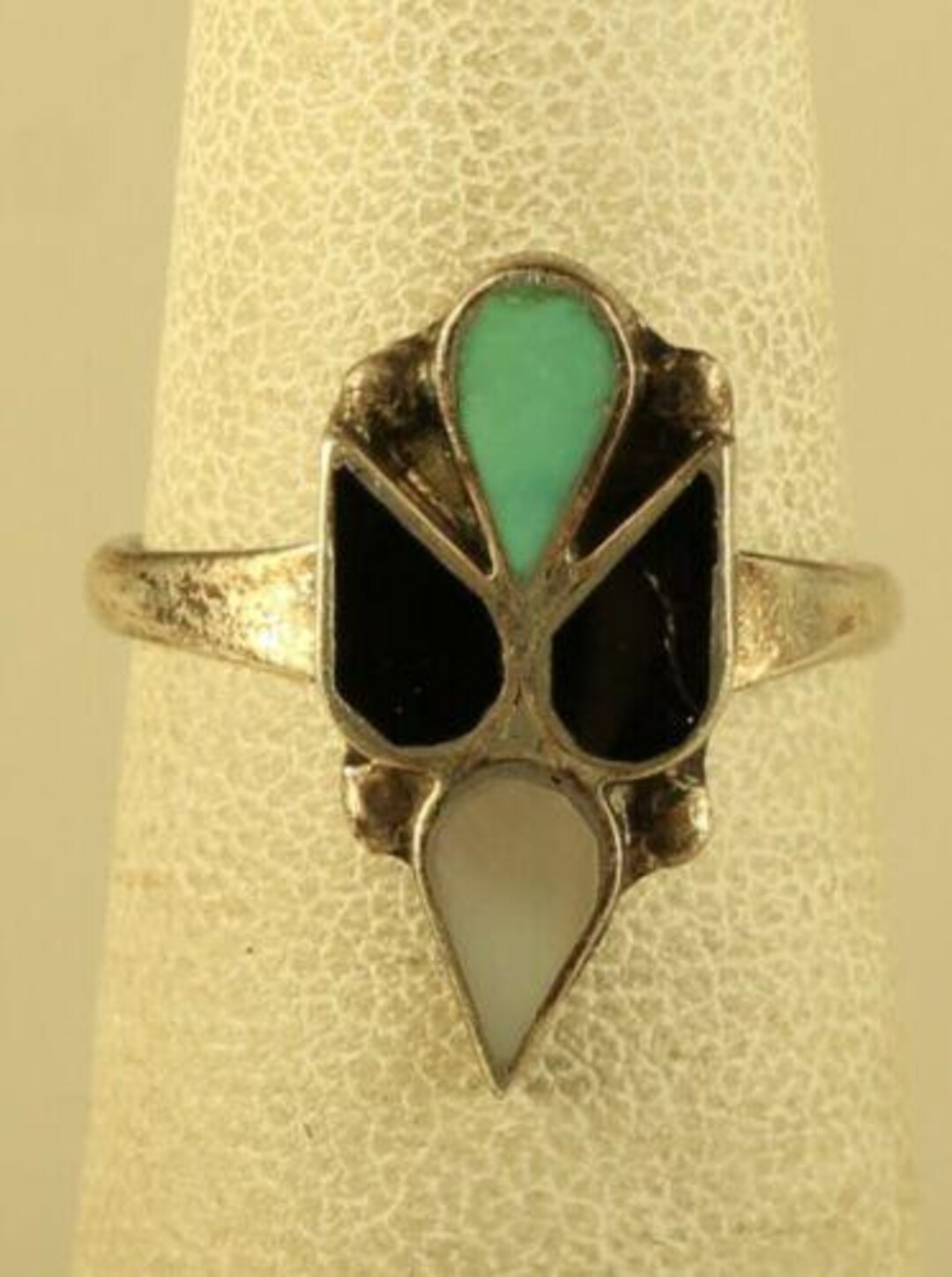 Vintage Sterling Native American Zuni Inlaid Stone Simple Thunder Bird ...